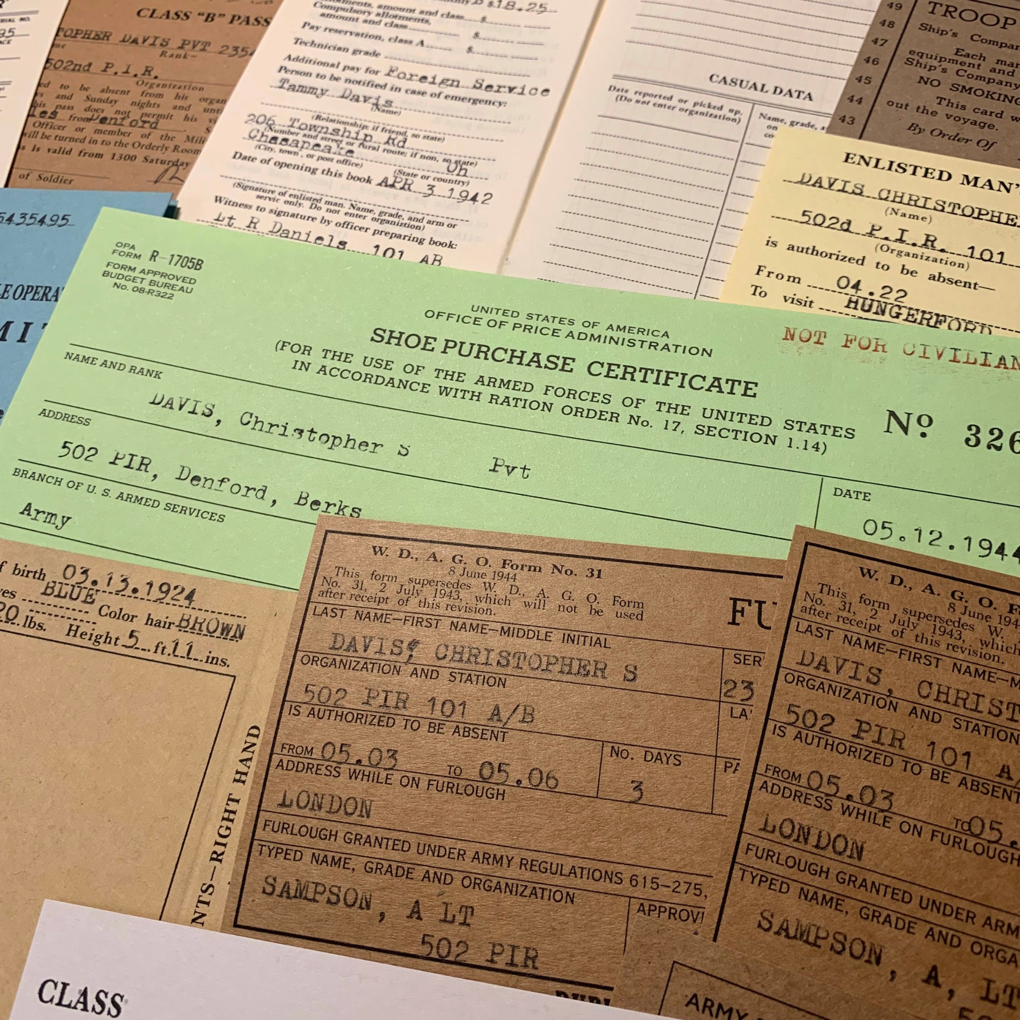 Customised Paperwork Set for US Army WW2 GI Reenactment Pocket - Etsy ...