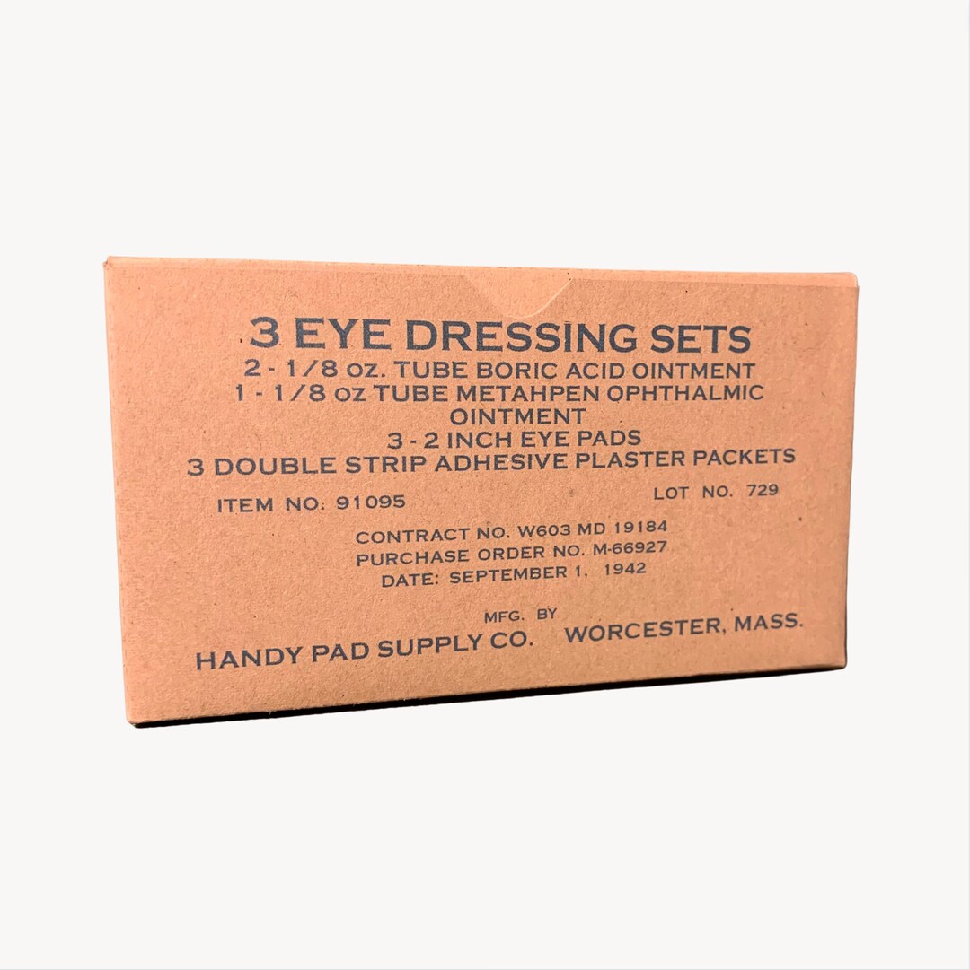 Eye Dressing Set for US WW2 Medical Kit Vehicle First Aid, Reproduction ...