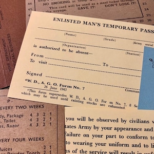 Paperwork Set for US Army WW2 GI Reenactment Pocket Filler, Film Prop ...