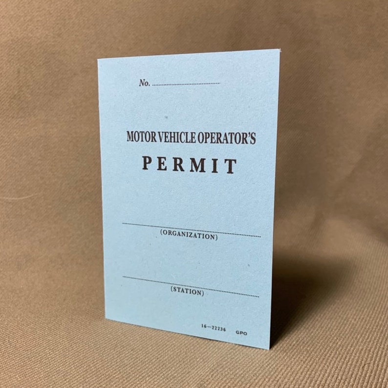 Drivers Permit for US Army GI Reenactment Pocket Filler - Etsy