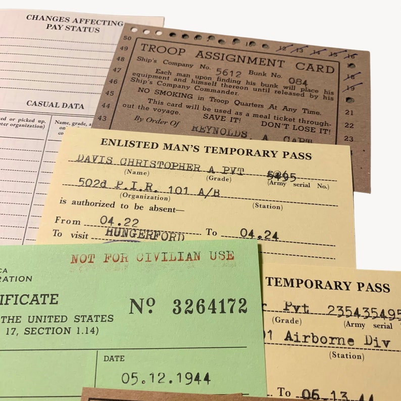 Customised Paperwork Set for US Army WW2 GI Reenactment Pocket - Etsy ...