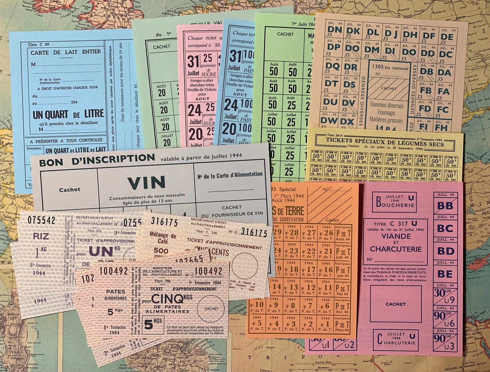 WW2 French Ration Book Carte d'Alimentation Ration Coupons | Etsy