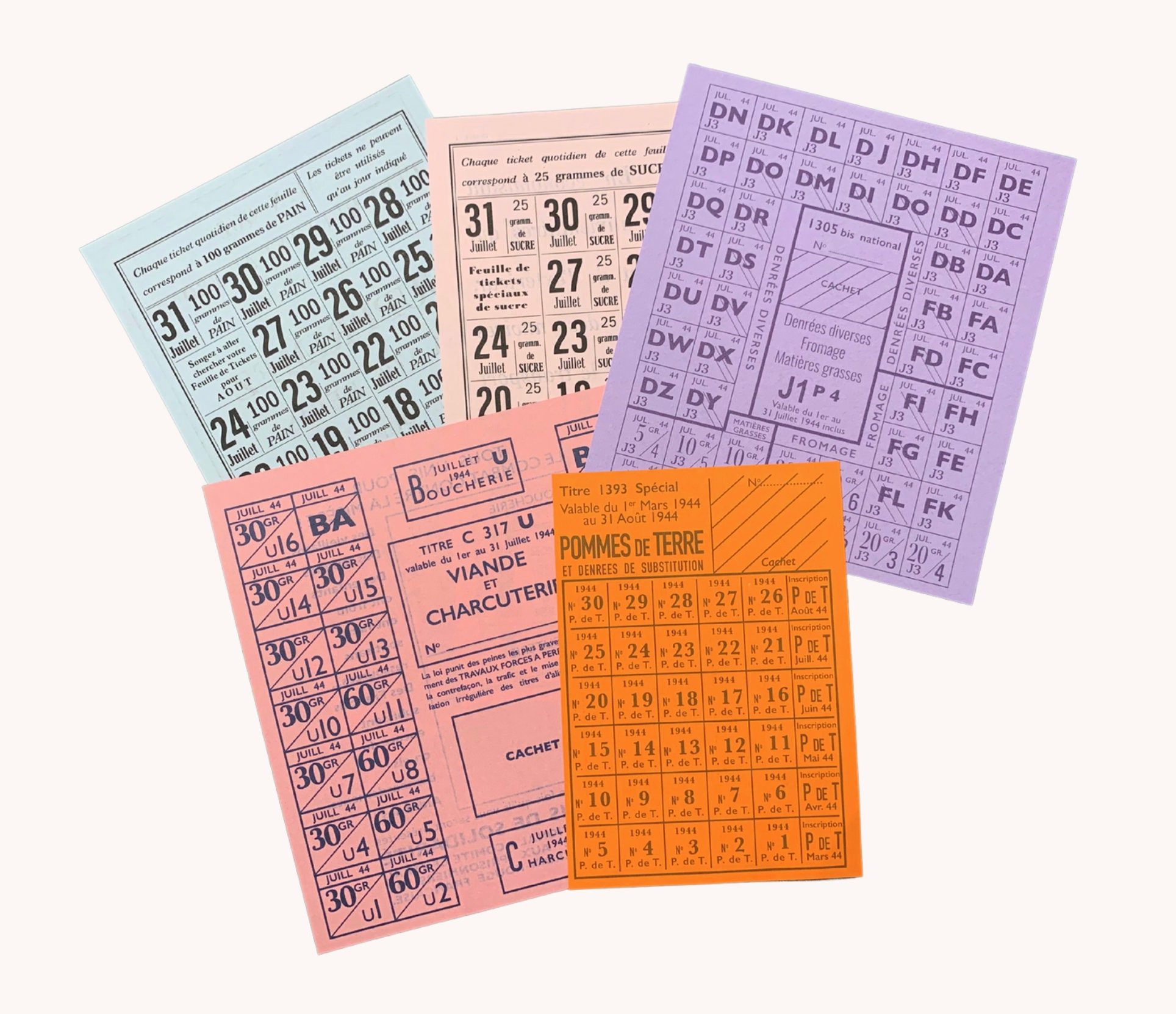 WW2 French Ration Book Carte D'alimentation Ration Coupons Reproduction ...