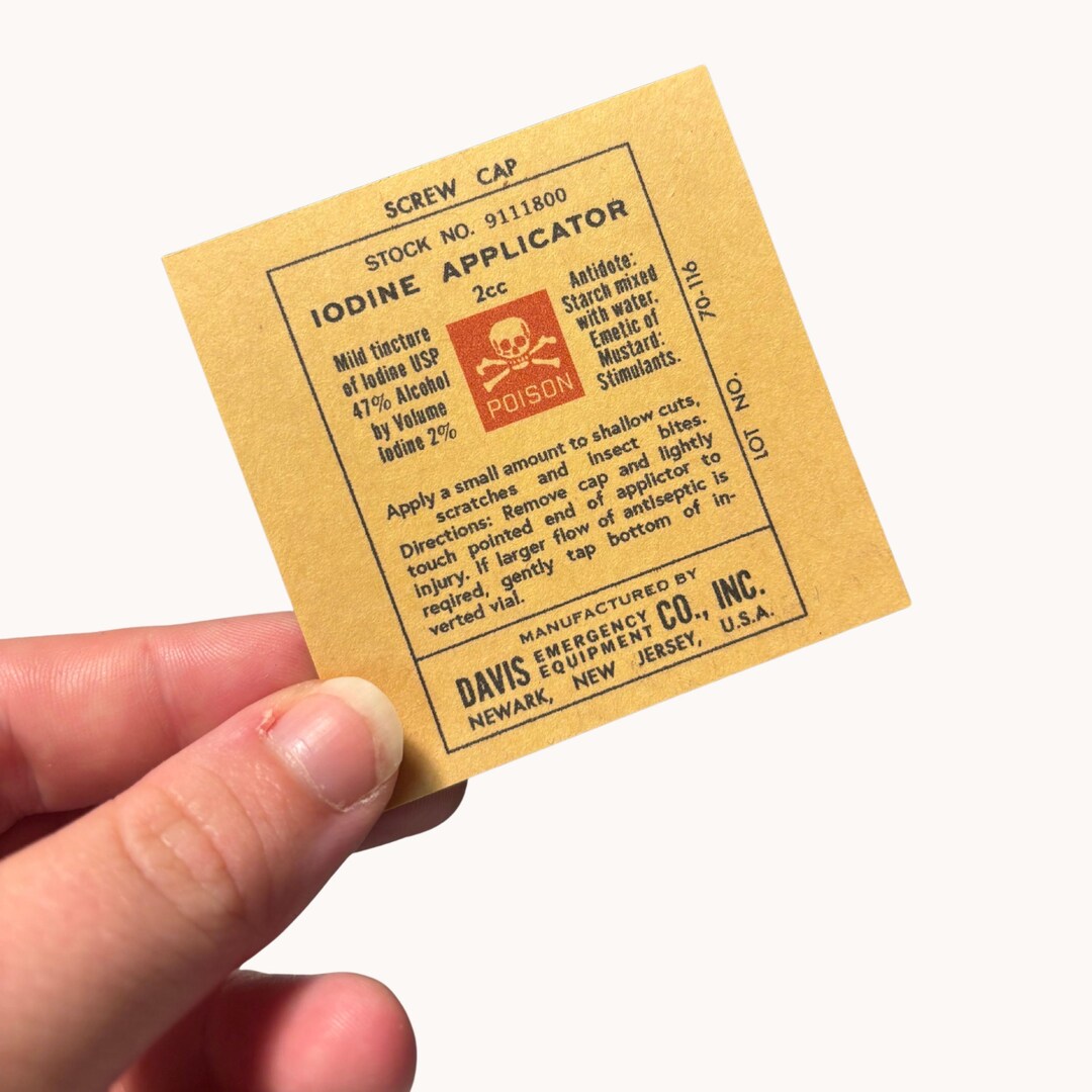 Iodine Applicator Wooden Vial Label, Set of 3 Labels, Jungle First Aid ...