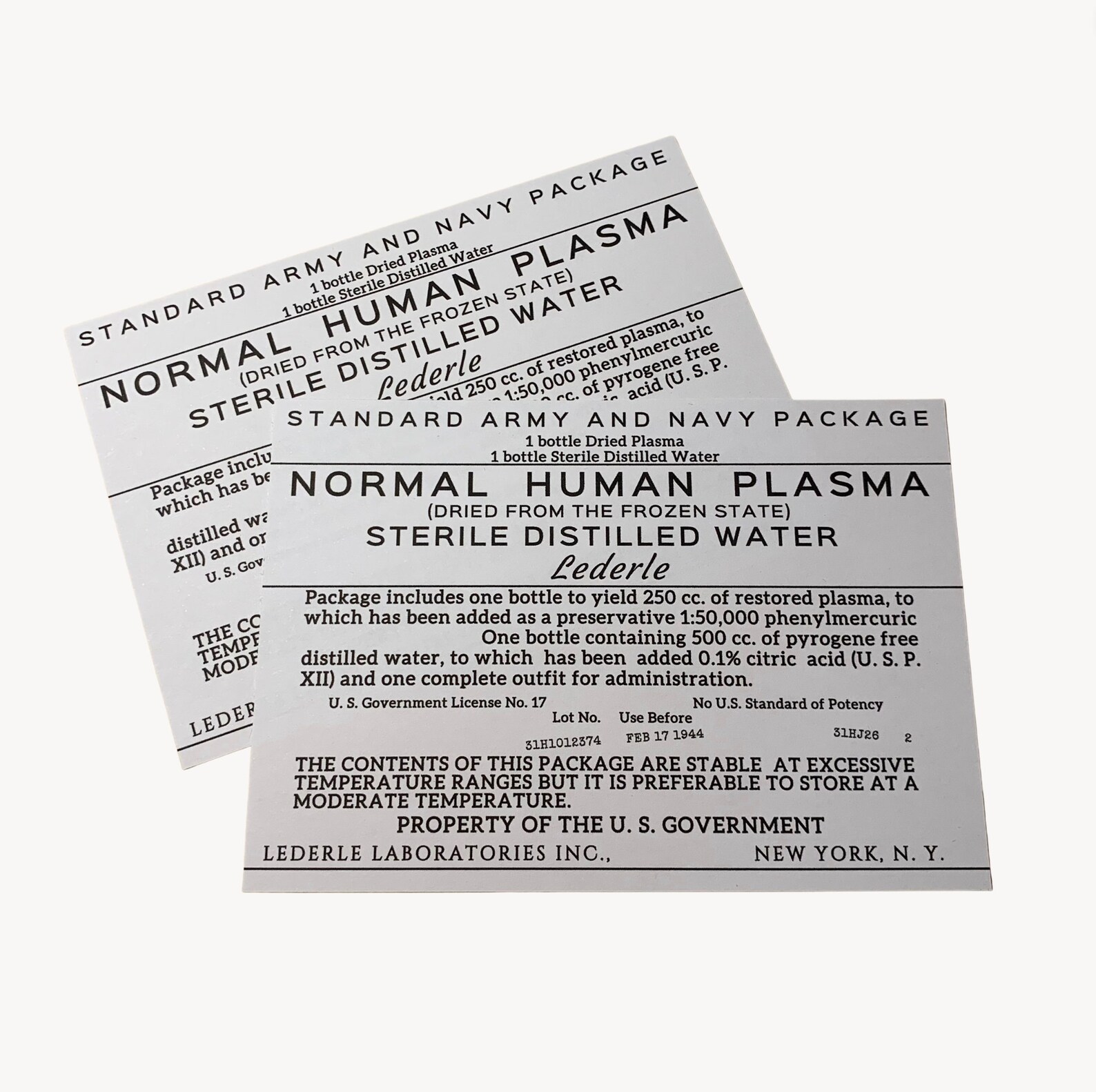 Plasma Box Labels for WW2 US Army Reenactment US Medical - Etsy