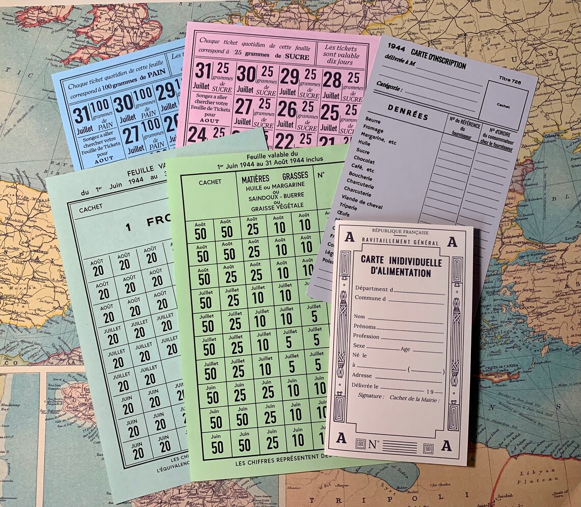 WW2 French Ration Book Carte d'Alimentation Ration Coupons | Etsy