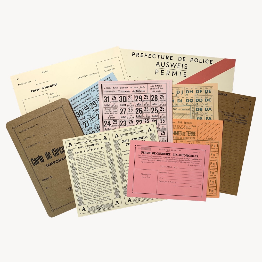 WW2 French Civilian Paperwork Bundle, French Resistance, Resistance ...