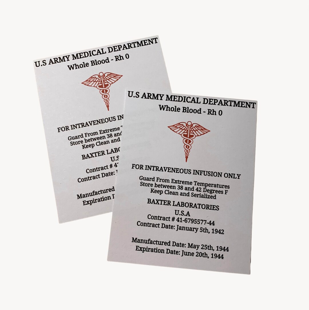 Blood Labels for WW2 US Army Reenactment US Medical - Etsy