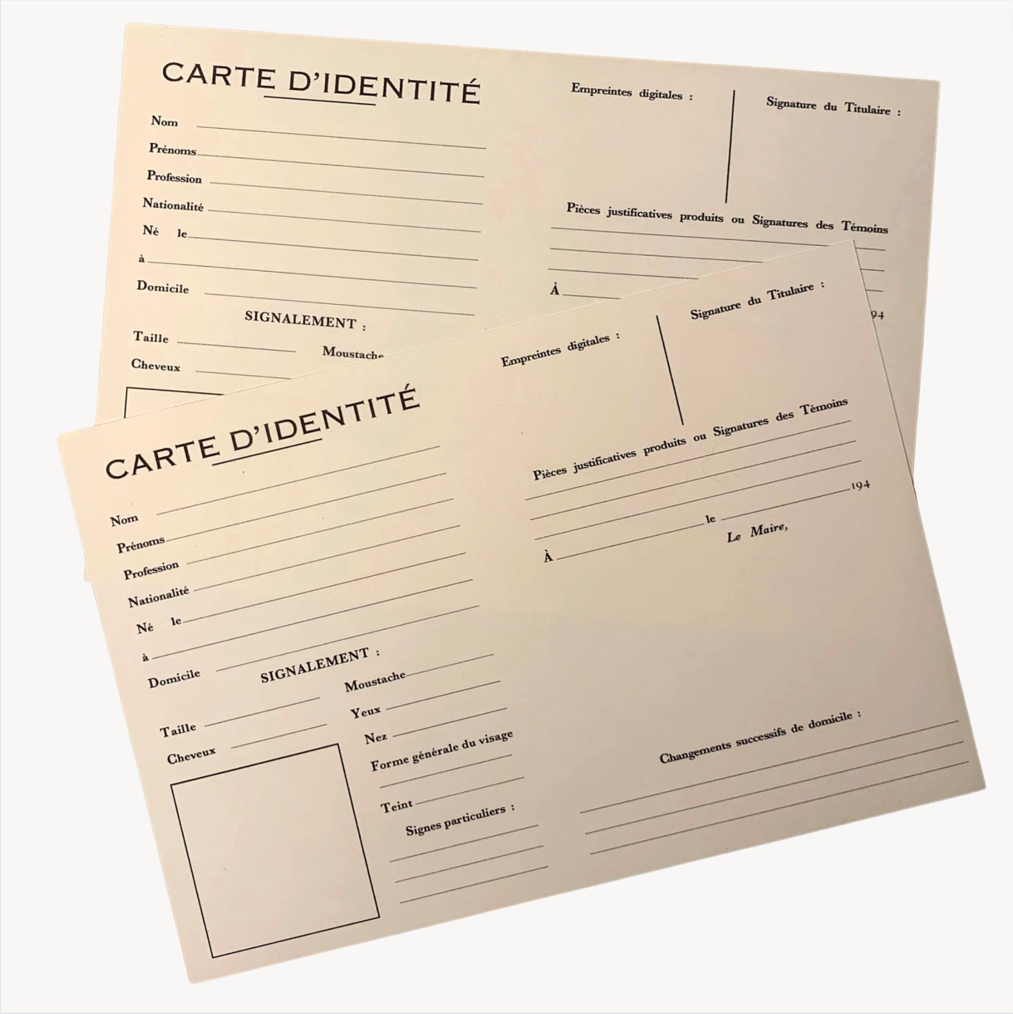 WW2 French Civilian I.D. Card French Resistance Reproduction - Etsy