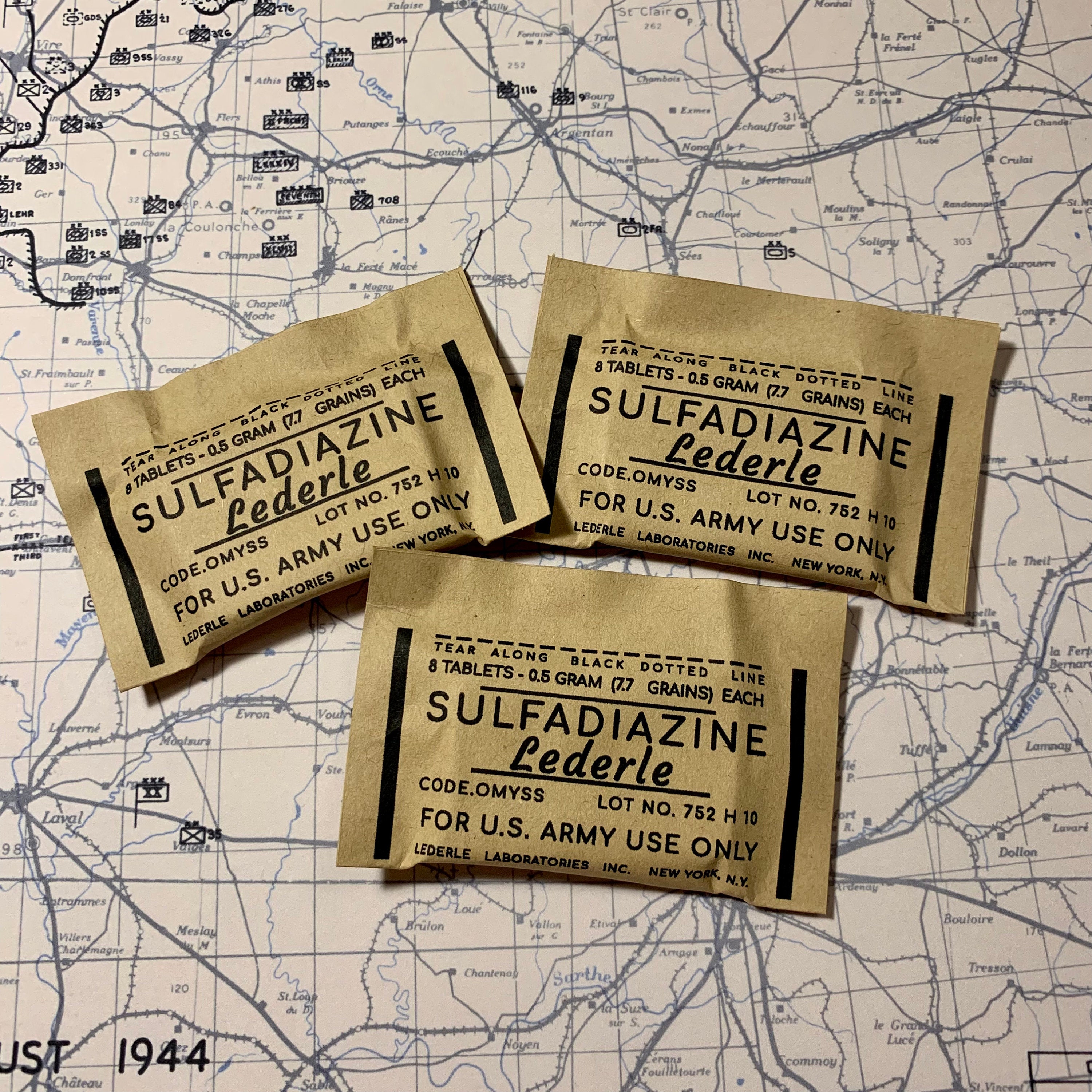 Set of 3 Sulfadiazine Sachet for WW2 US GI Medical - Etsy