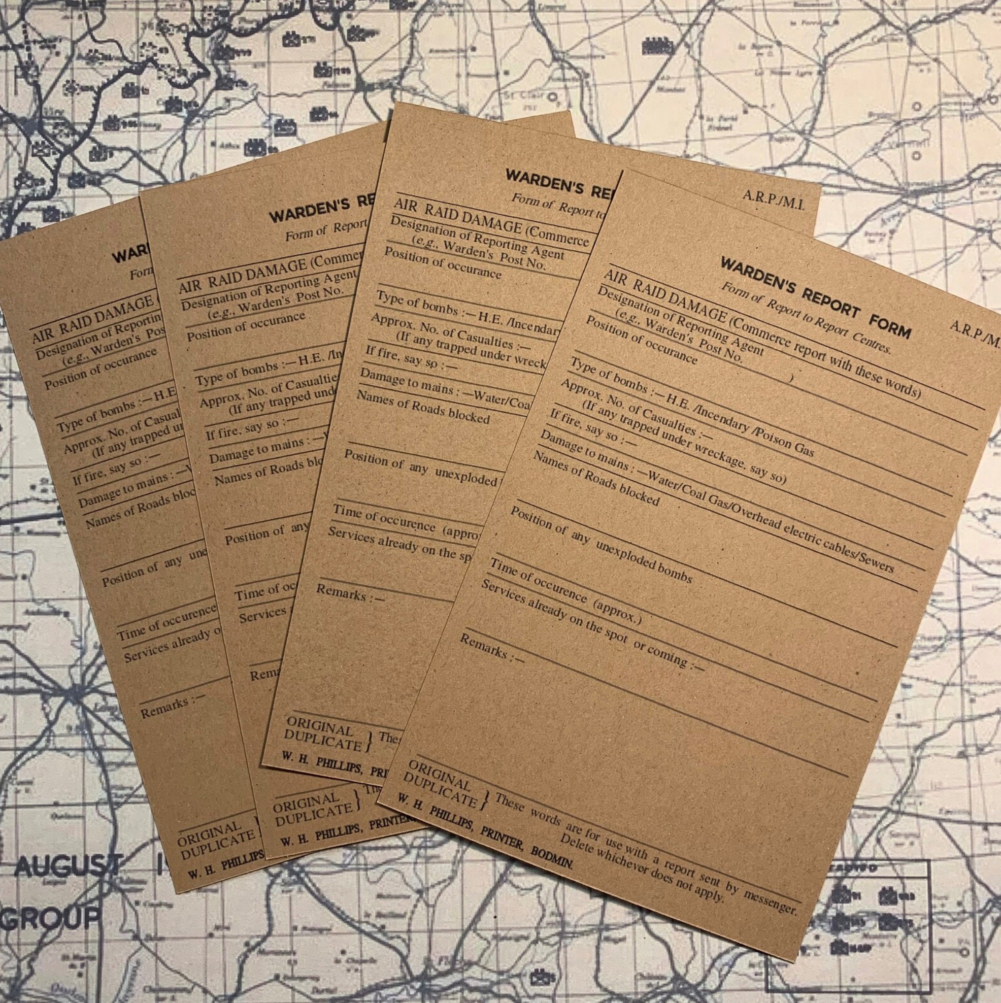 Warden's Report Forms for WW2 British ARP Reenactment - Etsy
