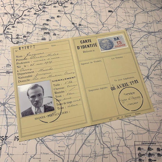 WW2 French Civilian I.D. Card French Resistance Reproduction | Etsy