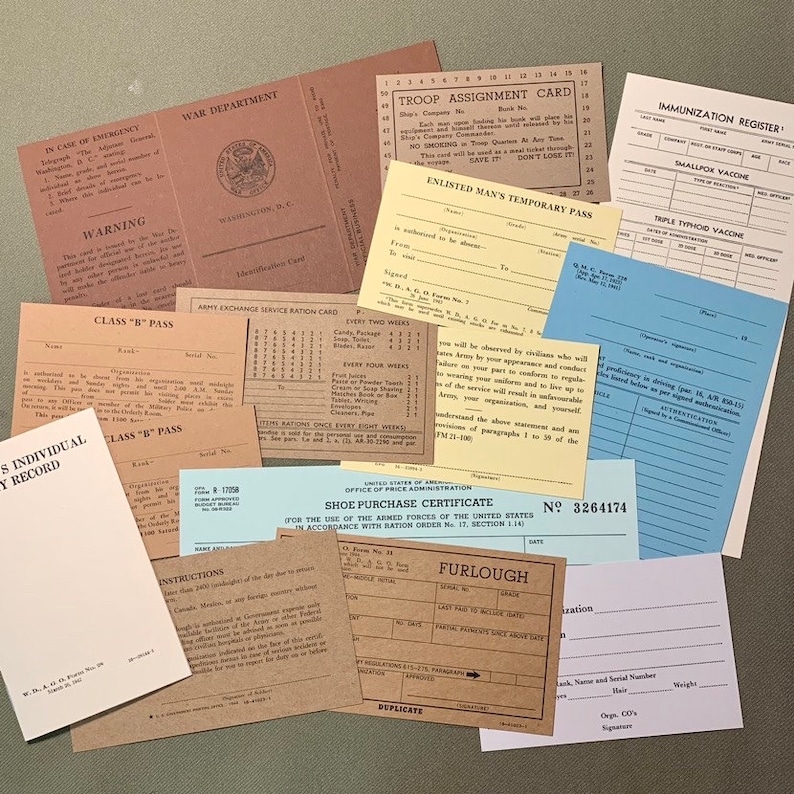 Paperwork Set for US Army WW2 GI Reenactment Pocket Filler - Etsy