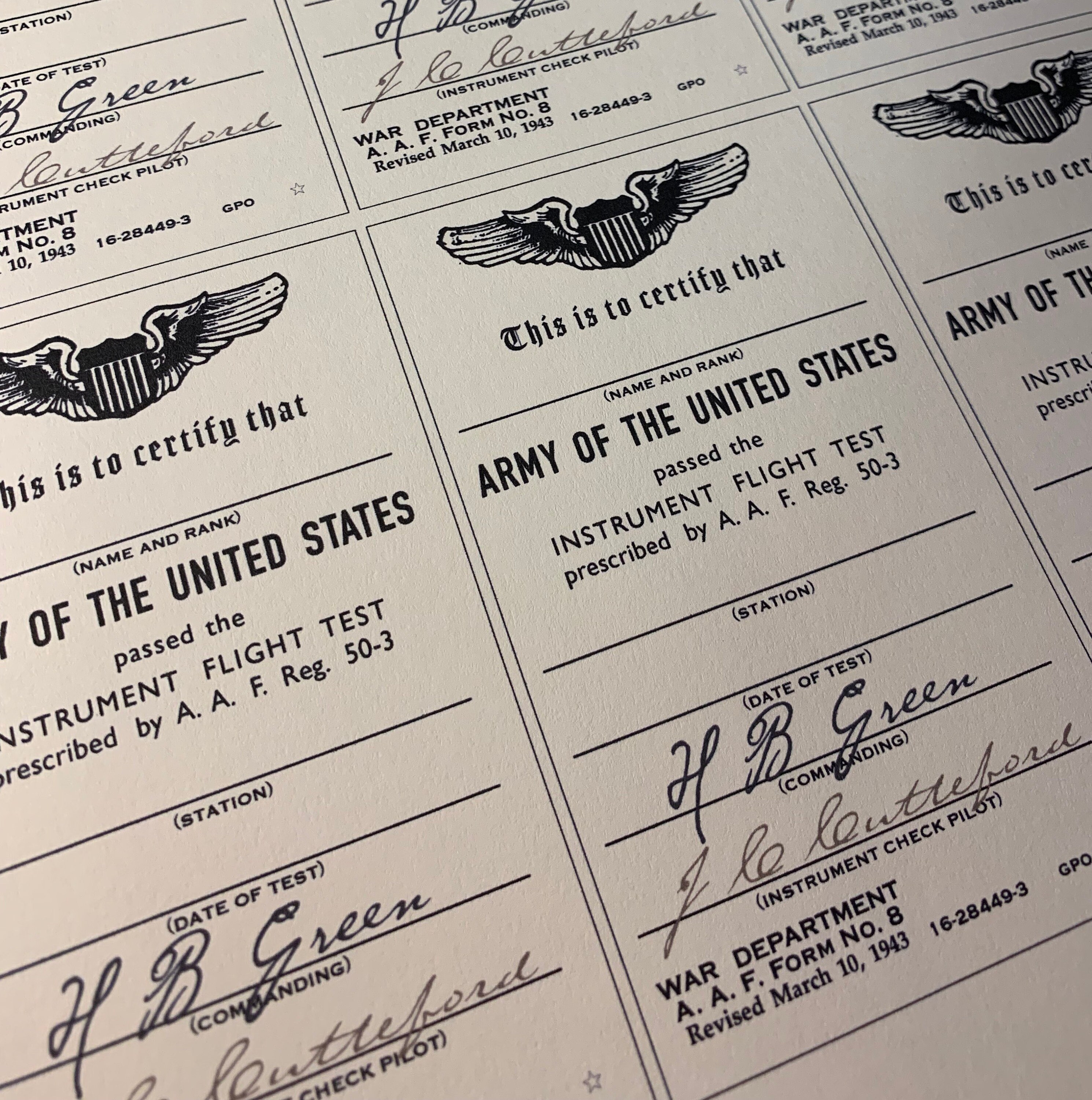 WW2 USAAF WASP Instrument Card Reproduction - Etsy