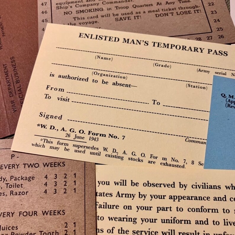 Paperwork Set for US Army WW2 GI Reenactment Pocket Filler - Etsy