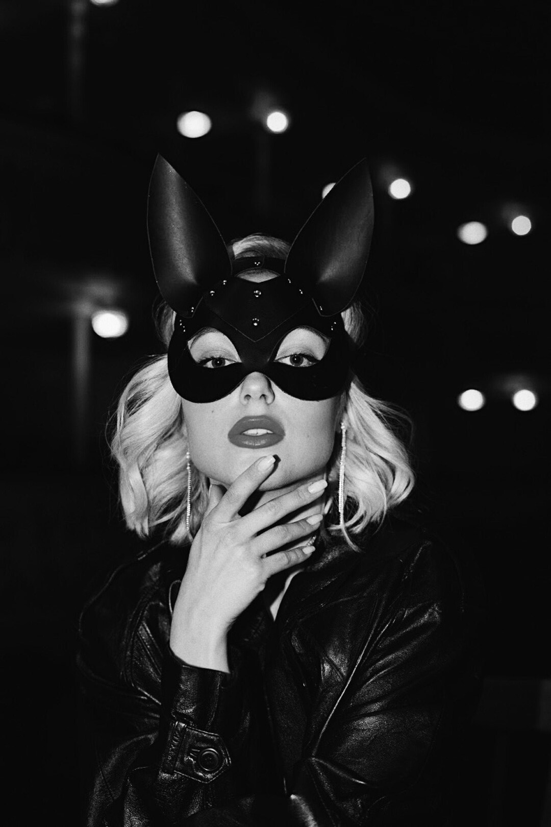 Bunny Mask Rabbit Mask Black Leather Mask Bunny Ears Cosplay Mask Sex Mask Sexy Blindfold