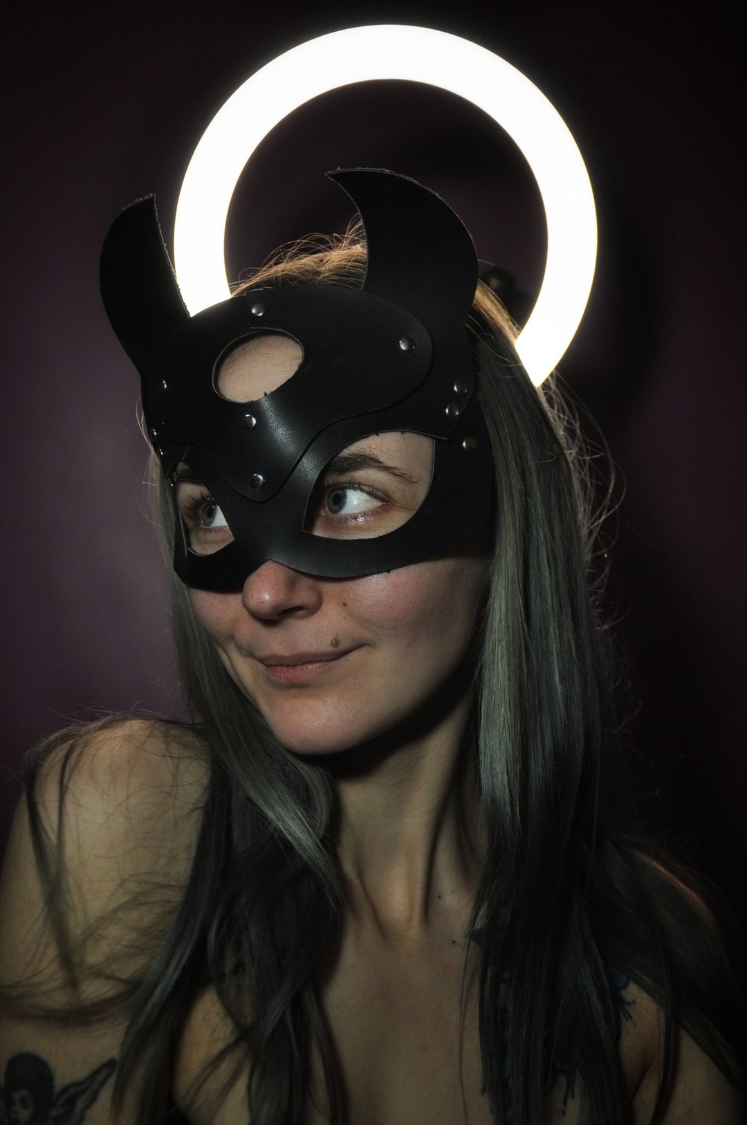 Leather Sexy Mask Devil Leather Mask Demon Sexy Mask Sexy Blindfold Sex Mask Cosplay Mask