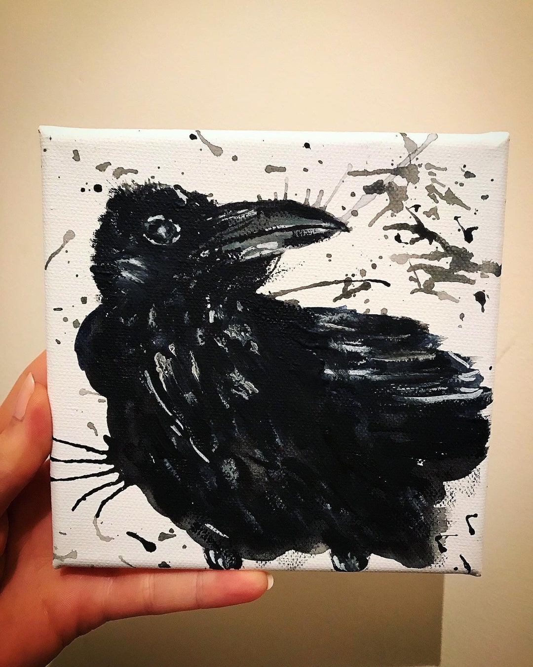 Original Watercolour Crow Body Painting on Canvas, Gift, Home Decor ...