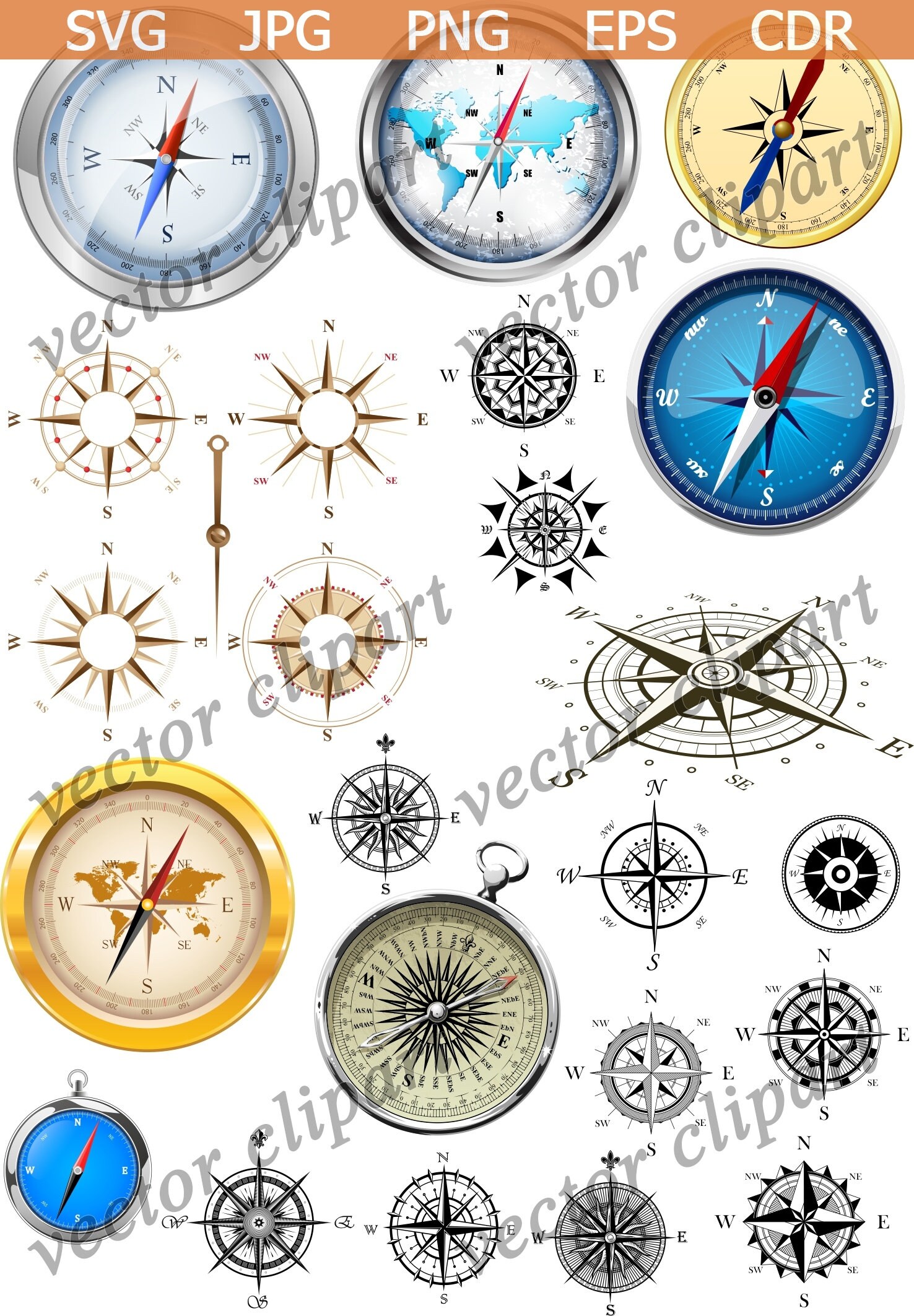 Compass SVG Compass clipart Compass svg cut Compass vector | Etsy