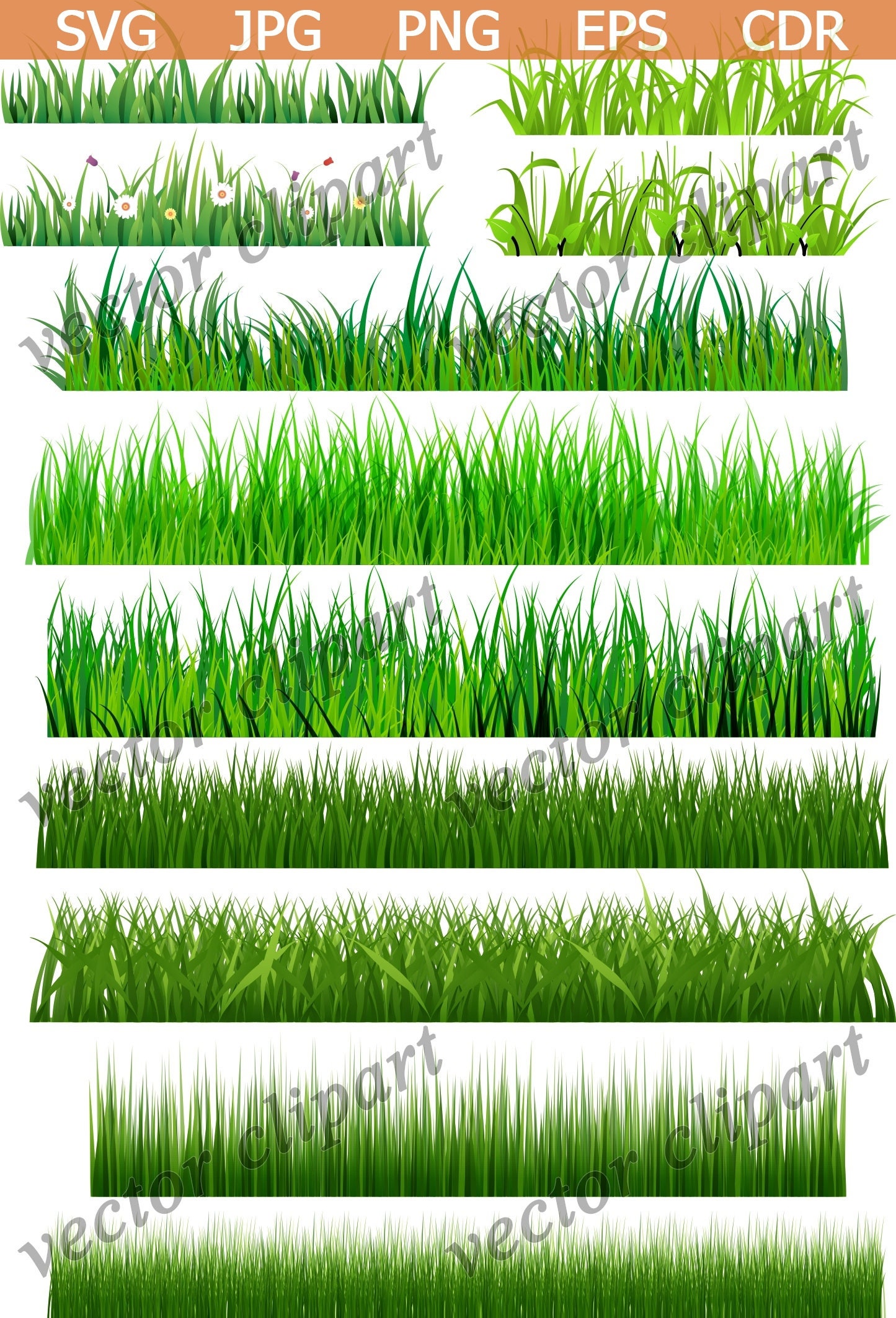Grass SVG Grass clipart Grass svg bundle Grass vector | Etsy