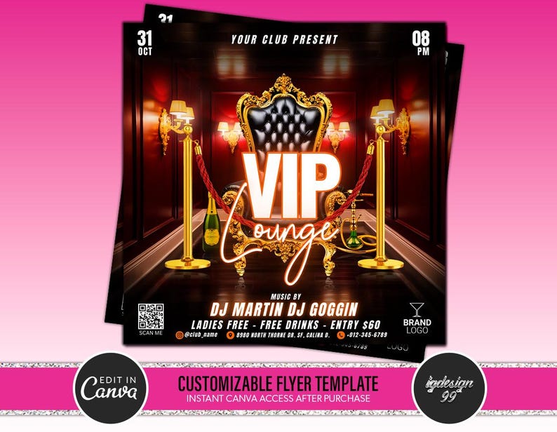 Editable VIP Party Flyer Template: Canva DIY Event Design - Etsy Australia