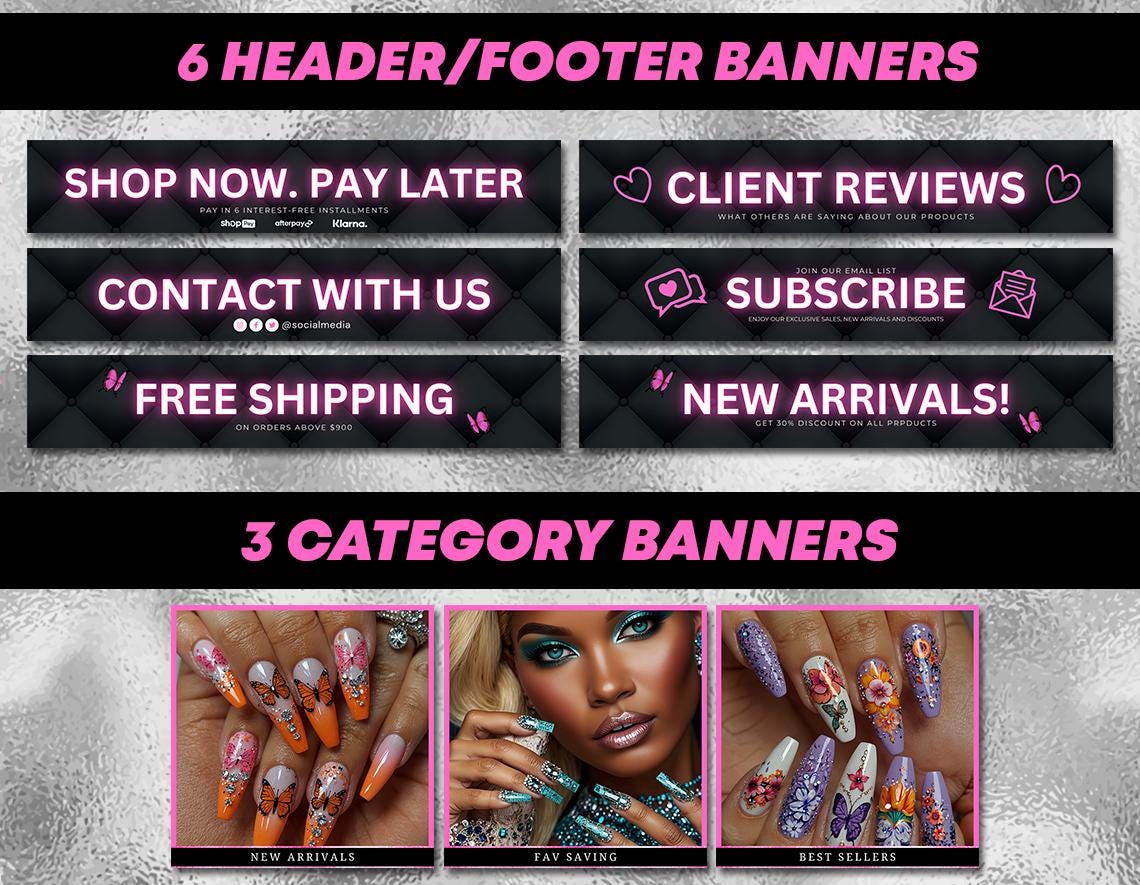 Nail Tech Website Banner Template: DIY Canva Banners (digital Download ...