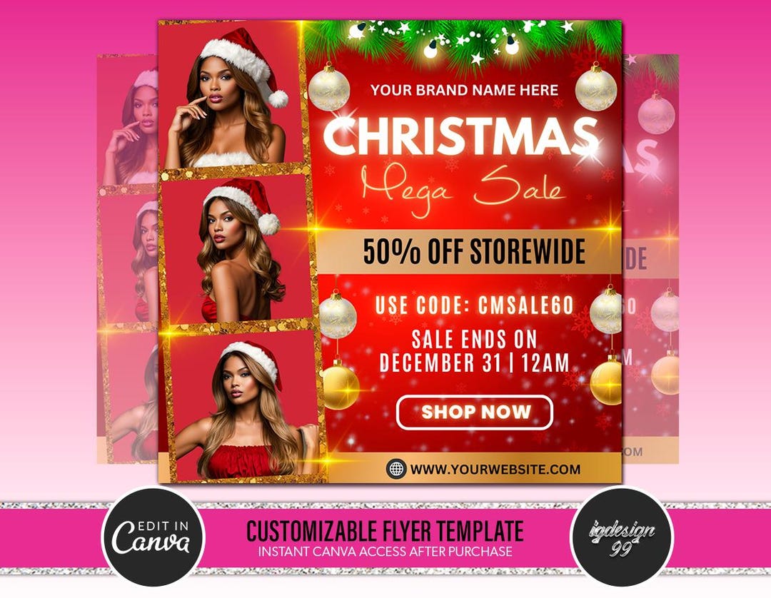Christmas Sale Flyer Template DIY Holiday Promo Flyer December Deals ...