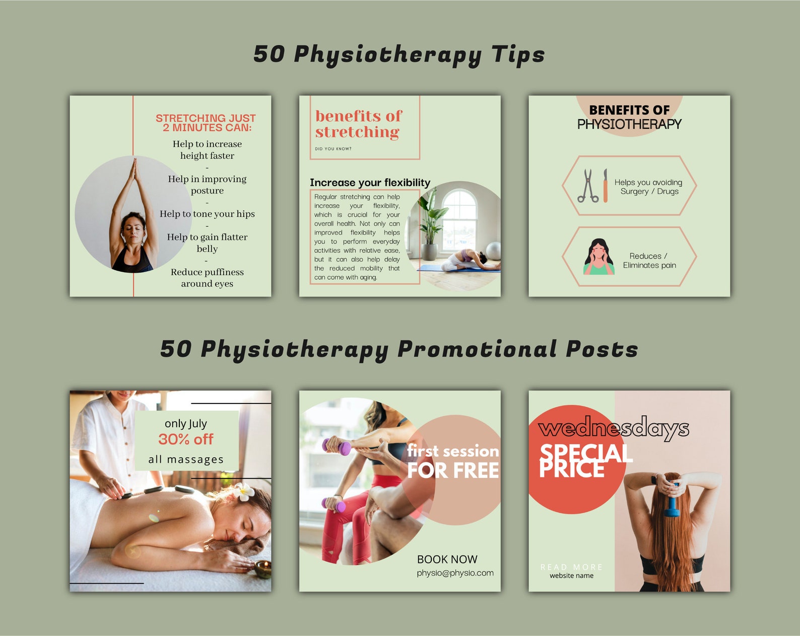 200 Physio Instagram Canva Templates, Physiotherapy Templates for ...