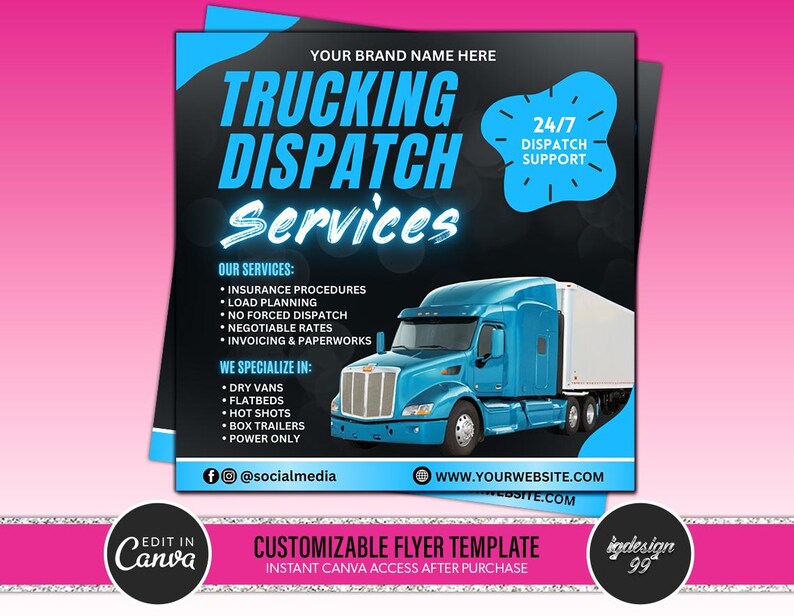 Truck Dispatch Services Flyer Template: DIY Logistics Design (digital ...