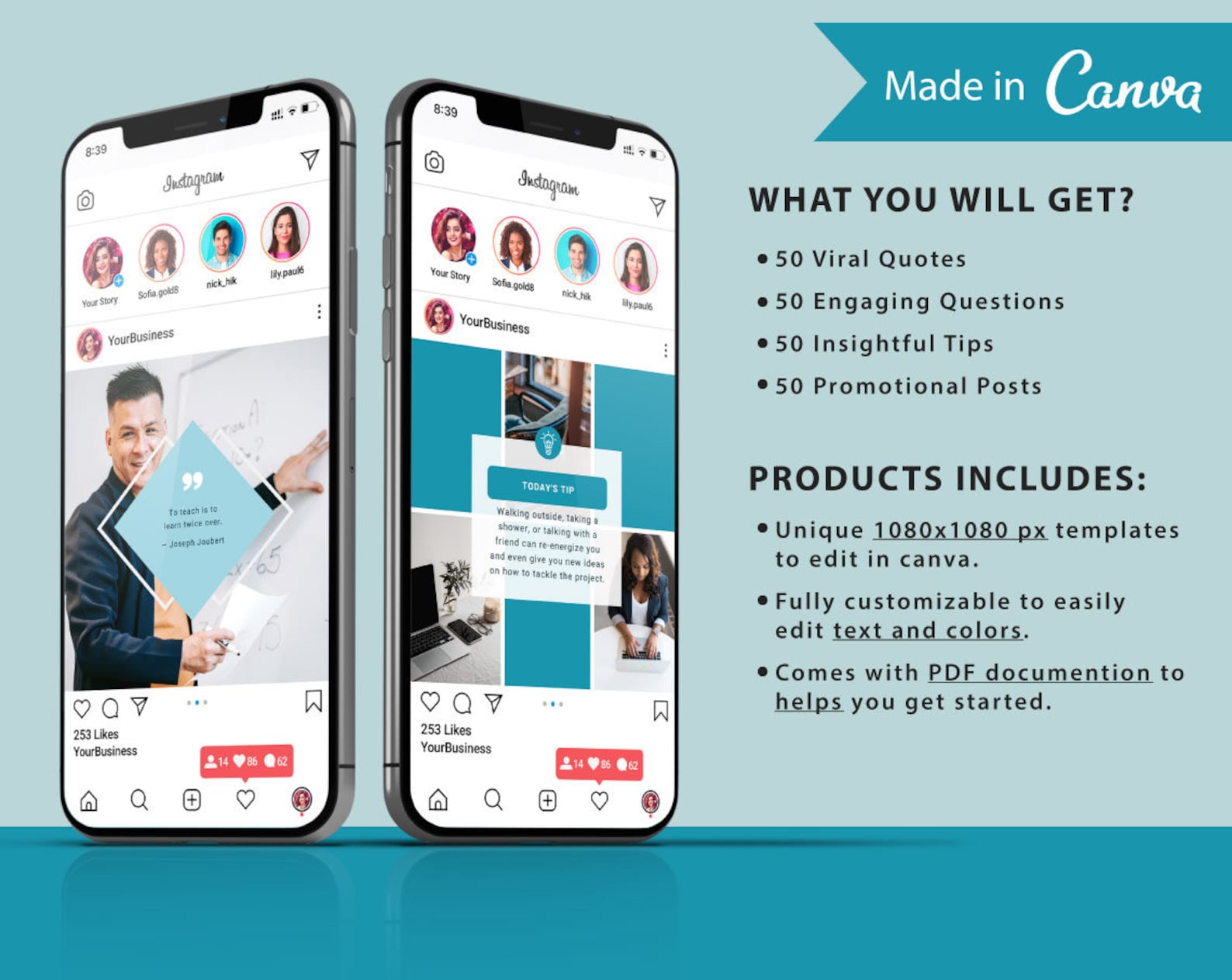 200 Education Social Media Templates: Canva Editable (digital Download ...