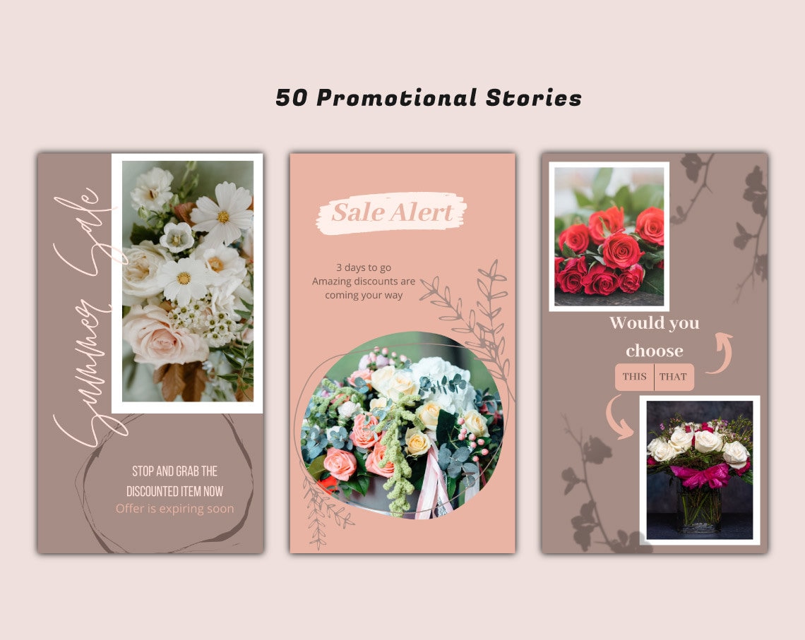 350 Floral Templates for Social Media, Florist Instagram Post Templates ...