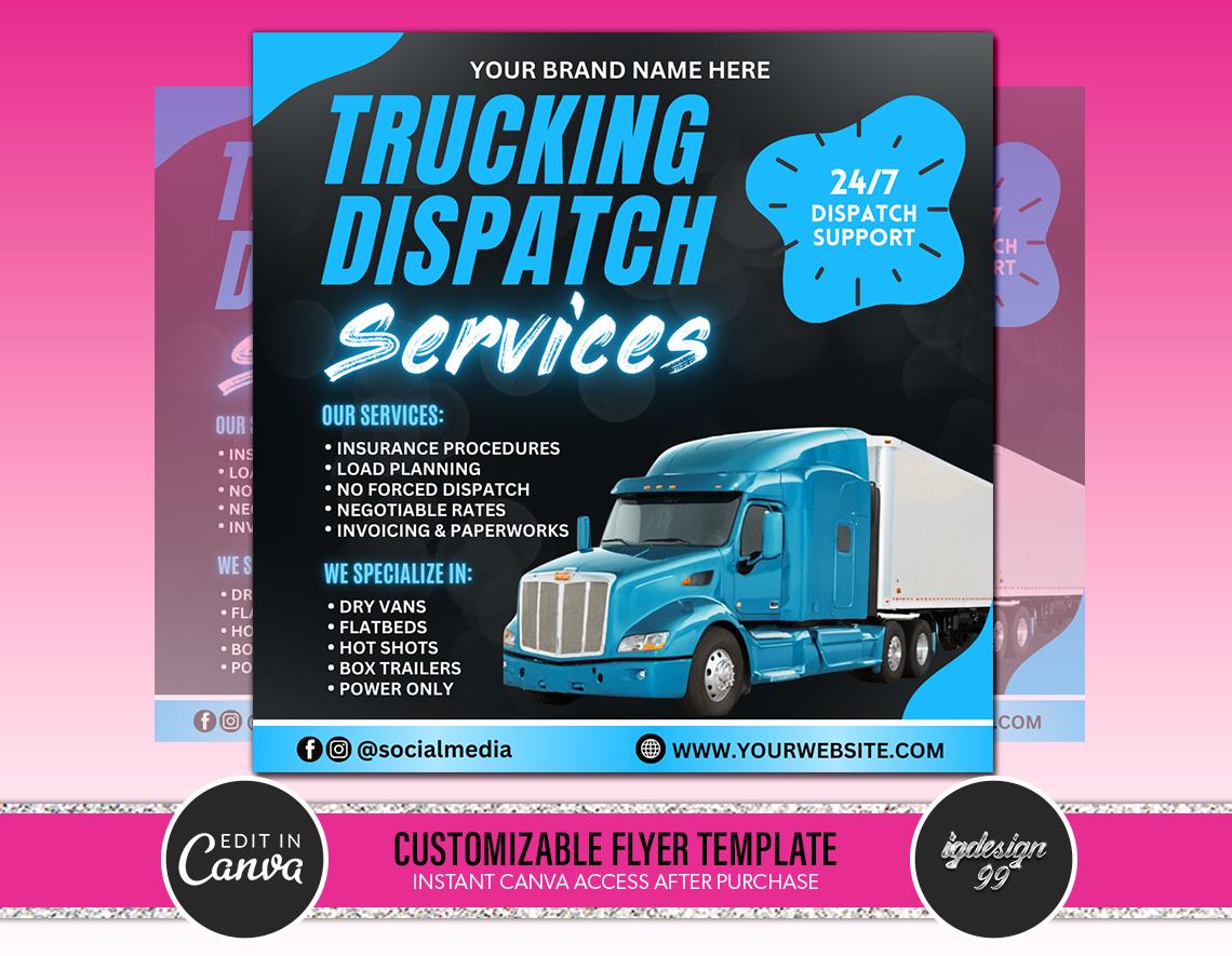 Truck Dispatch Flyer | DIY Trucking Services Flyer Template | Logistics & Freight Dispatching ...