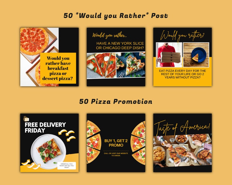 200 Pizza Instagram Templates: Foodie Social Media (digital Download ...