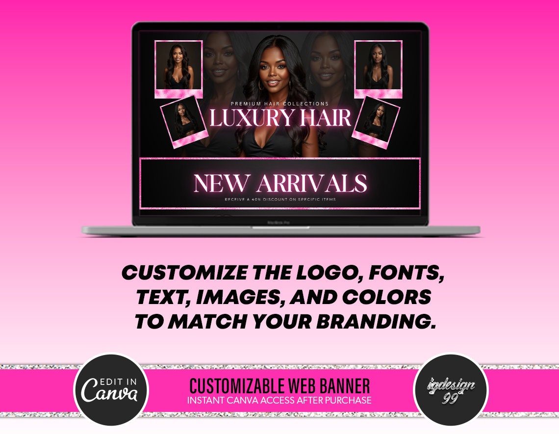 Pink Hair Website Banners Template, DIY Shopify Website Banners ...