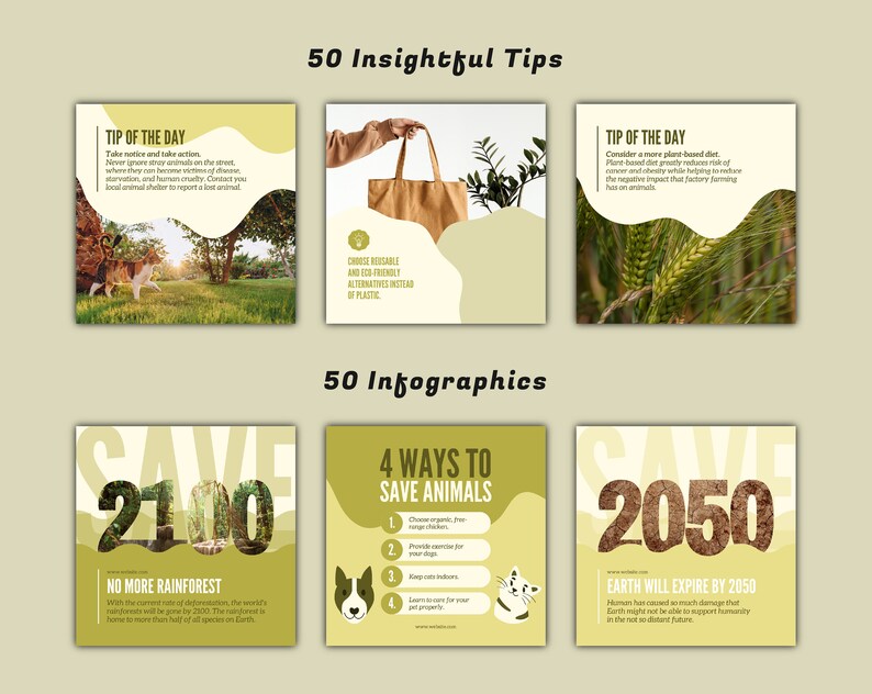 200 Climate Change Templates for Social Media, Green Eco-friendly ...