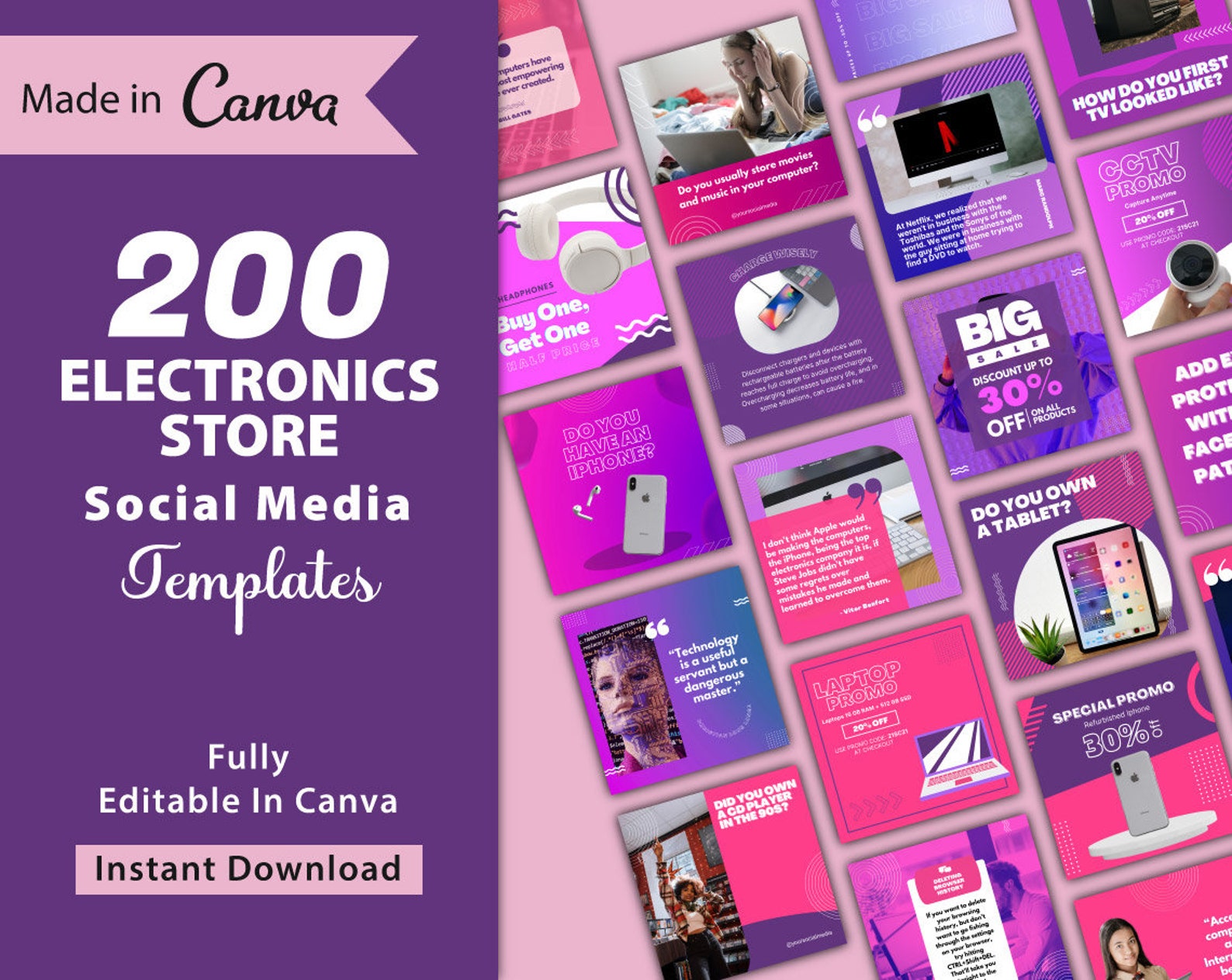 200 Electronics Store Templates for Social Media, Electronic Stores ...
