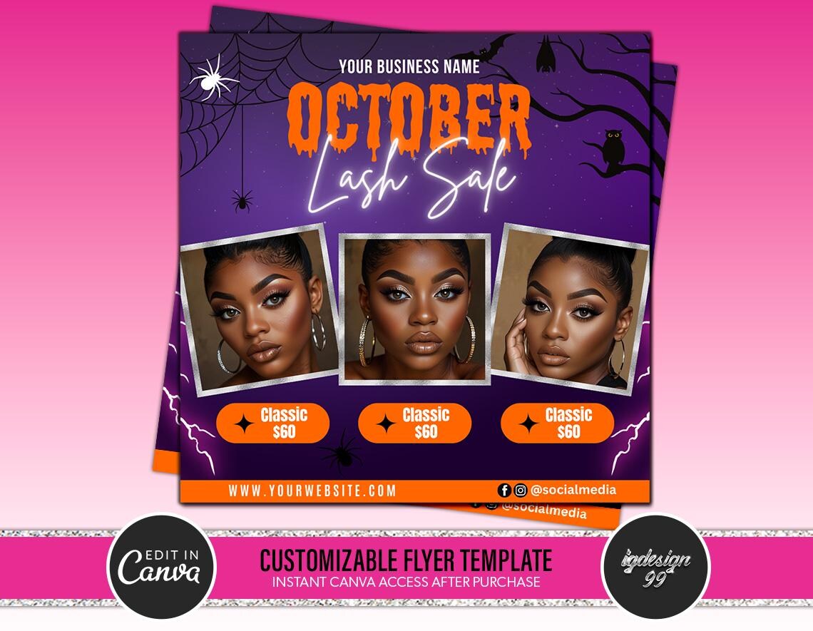 Editable October Lash Sale Flyer Lash Extensions Deals Eyelash ...
