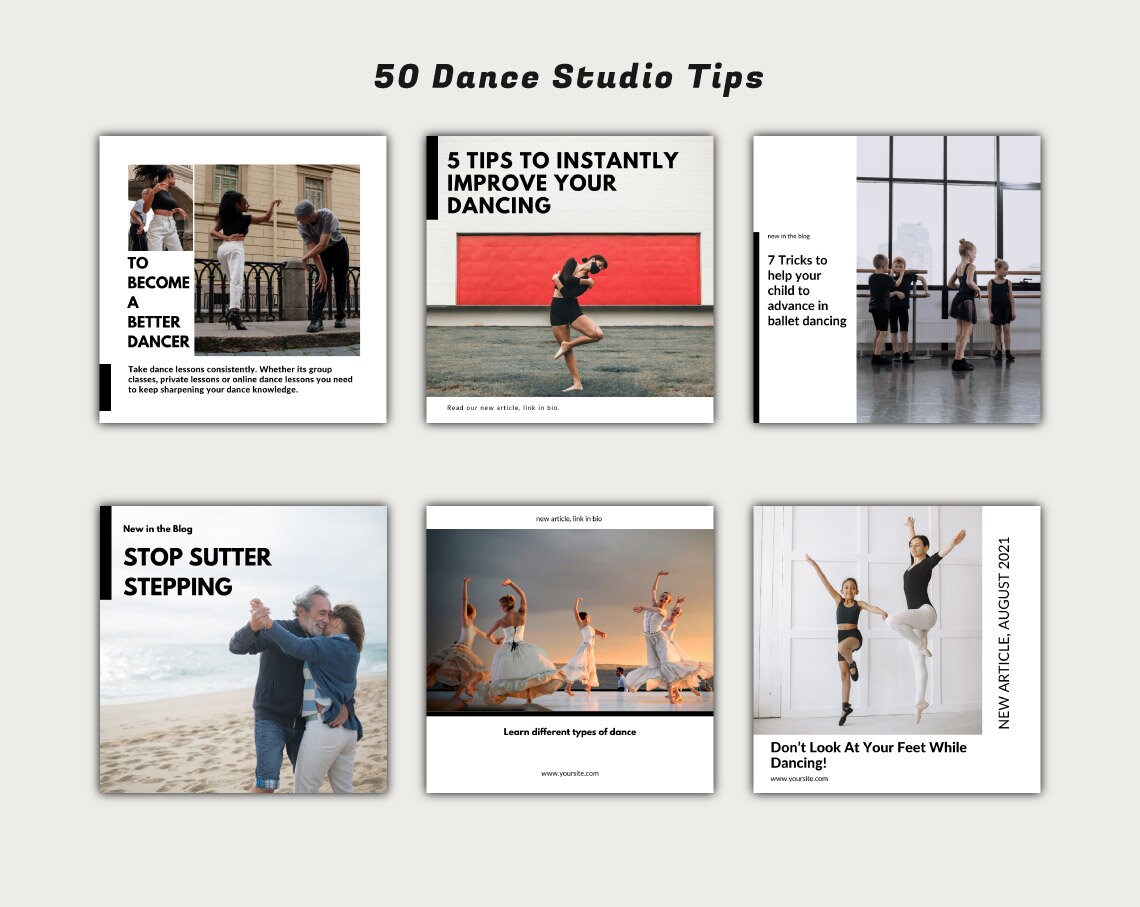 Dance Studio Social Media Templates: 200 Canva Posts (digital Download ...