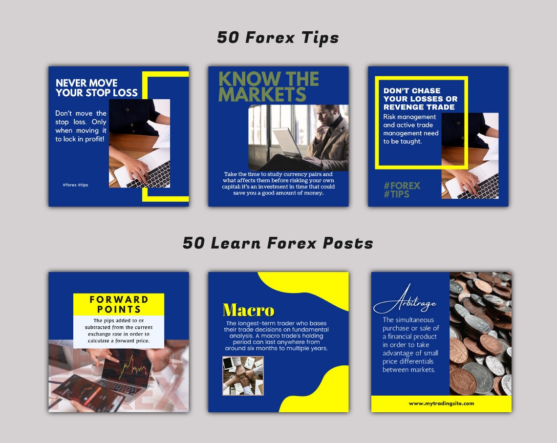 200 Forex Trading Social Media Templates: Canva Editable (digital ...