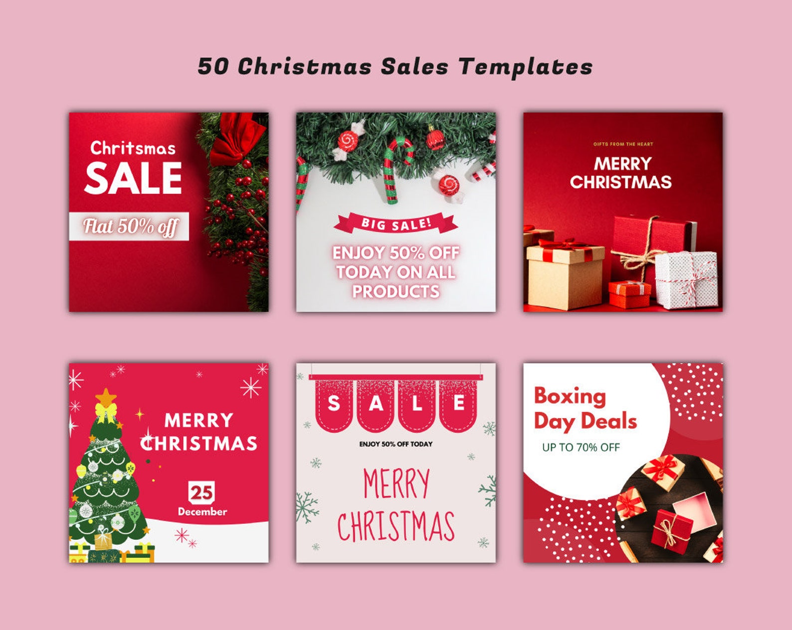 Christmas Social Media Templates, Canva Editable (digital Download) - Etsy