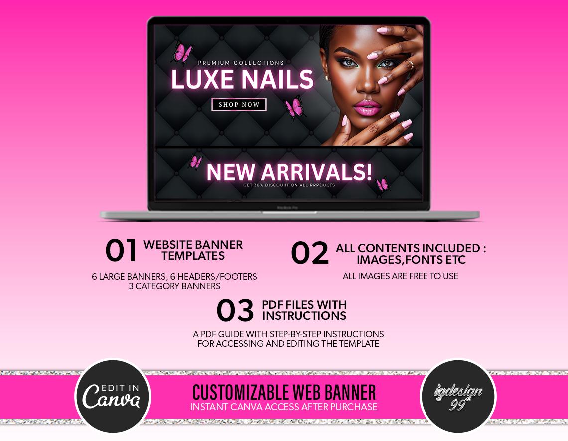 Nail Tech Website Banner Template: DIY Canva Banners (digital Download ...