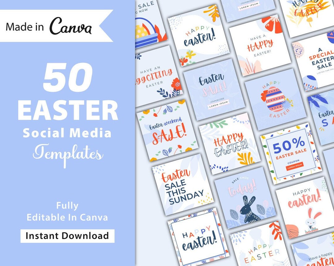 50 Easter Templates for Social Media, Easter Social Media Post, Easter ...