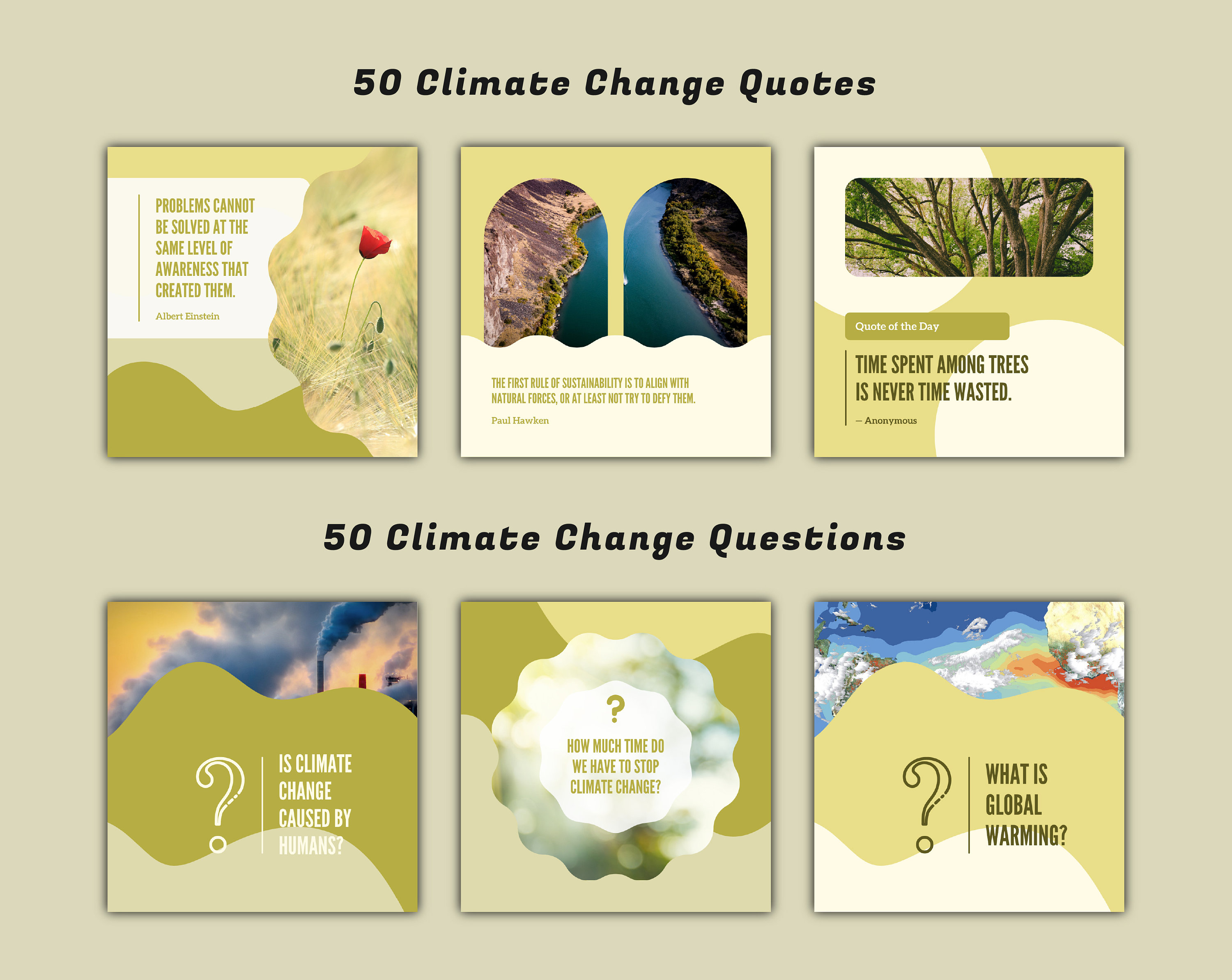 200 Climate Change Templates for Social Media, Green Eco-friendly ...