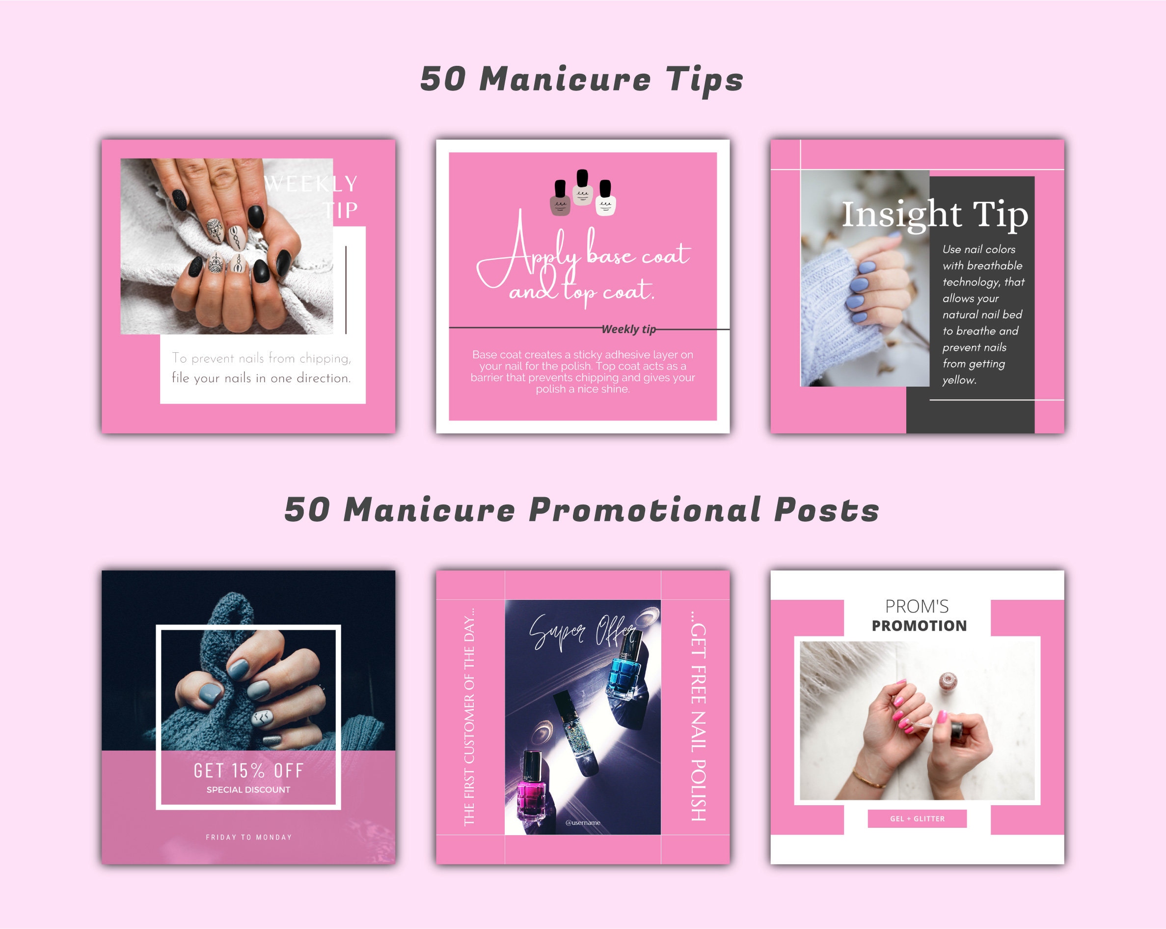 200 Manicure Template for Social Media | Manicure Tips | Instagram ...