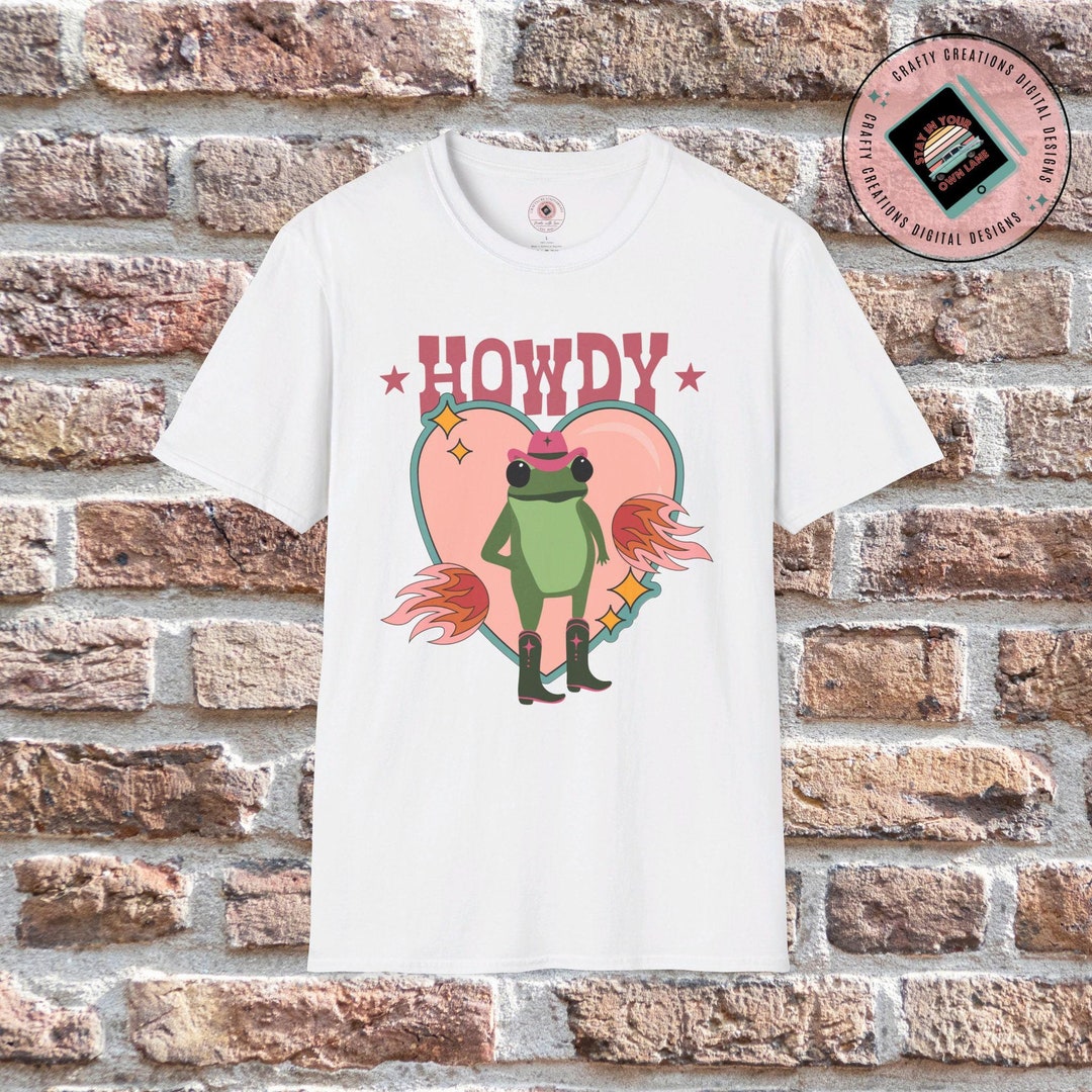 Howdy Frog Cowgirl Shirt - Cute Animal Western Tee, Funny Rodeo Cowgirl ...