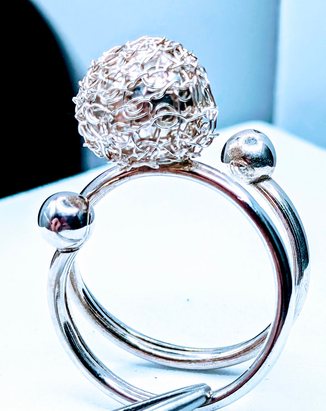Spherical Sterling Silver Ring: Unique Openwork Design - Etsy