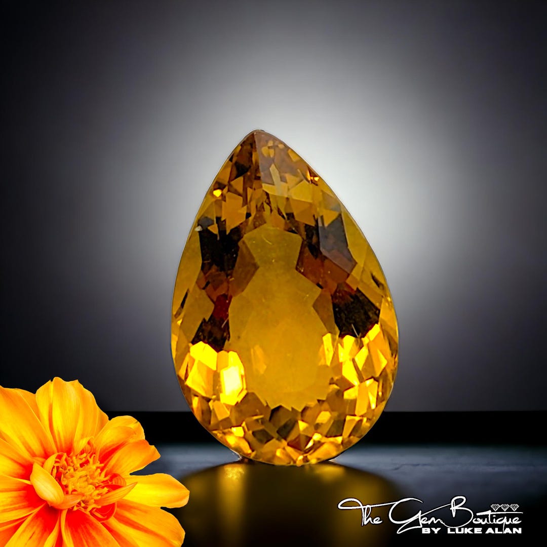 8.77 Ct Natural Brazilian Yellow Citrine | Pear Cut | IF - Etsy