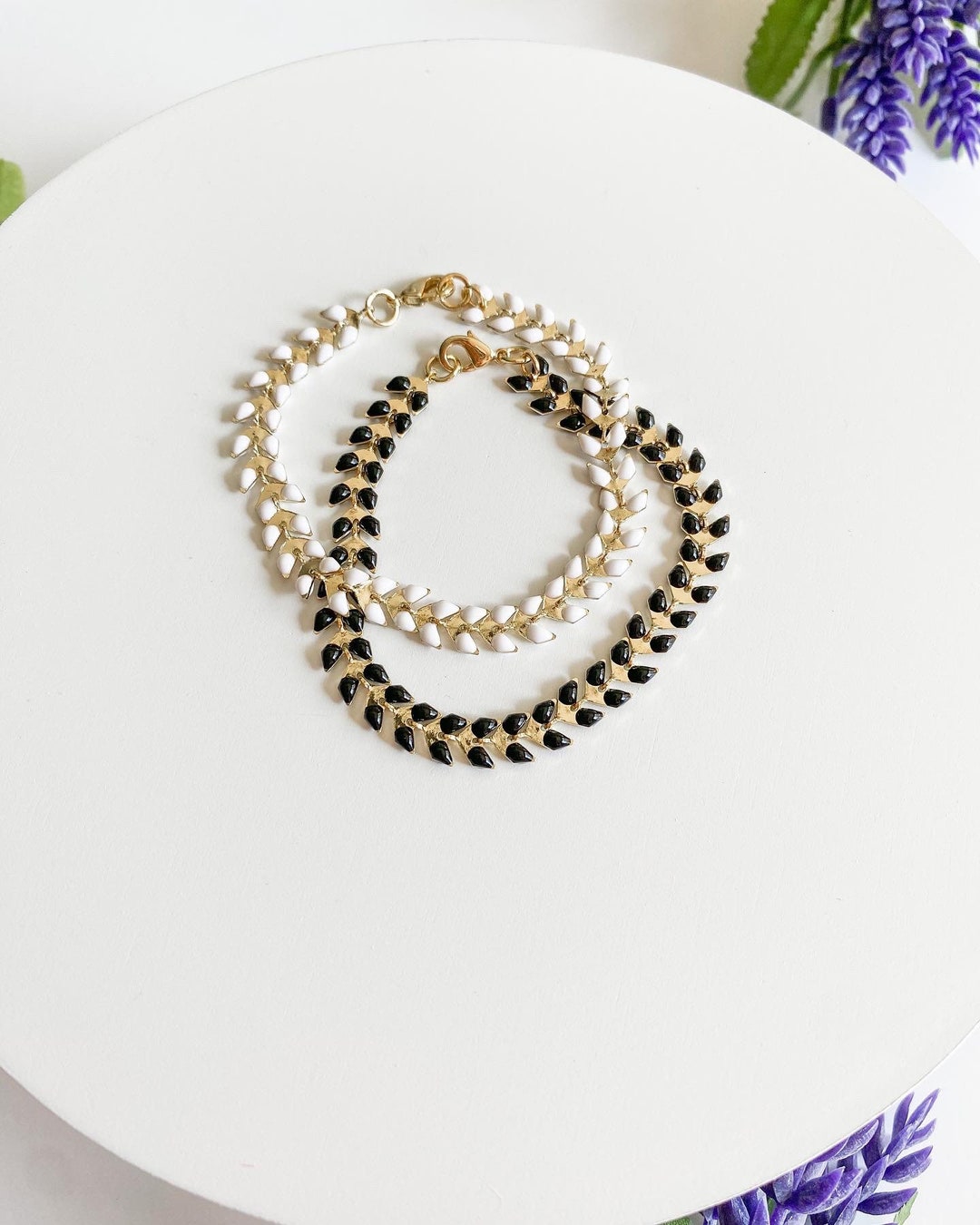 Chevron Bracelets, Enamel Chain Bracelets, Enamel Chain, Enamel Chevron ...