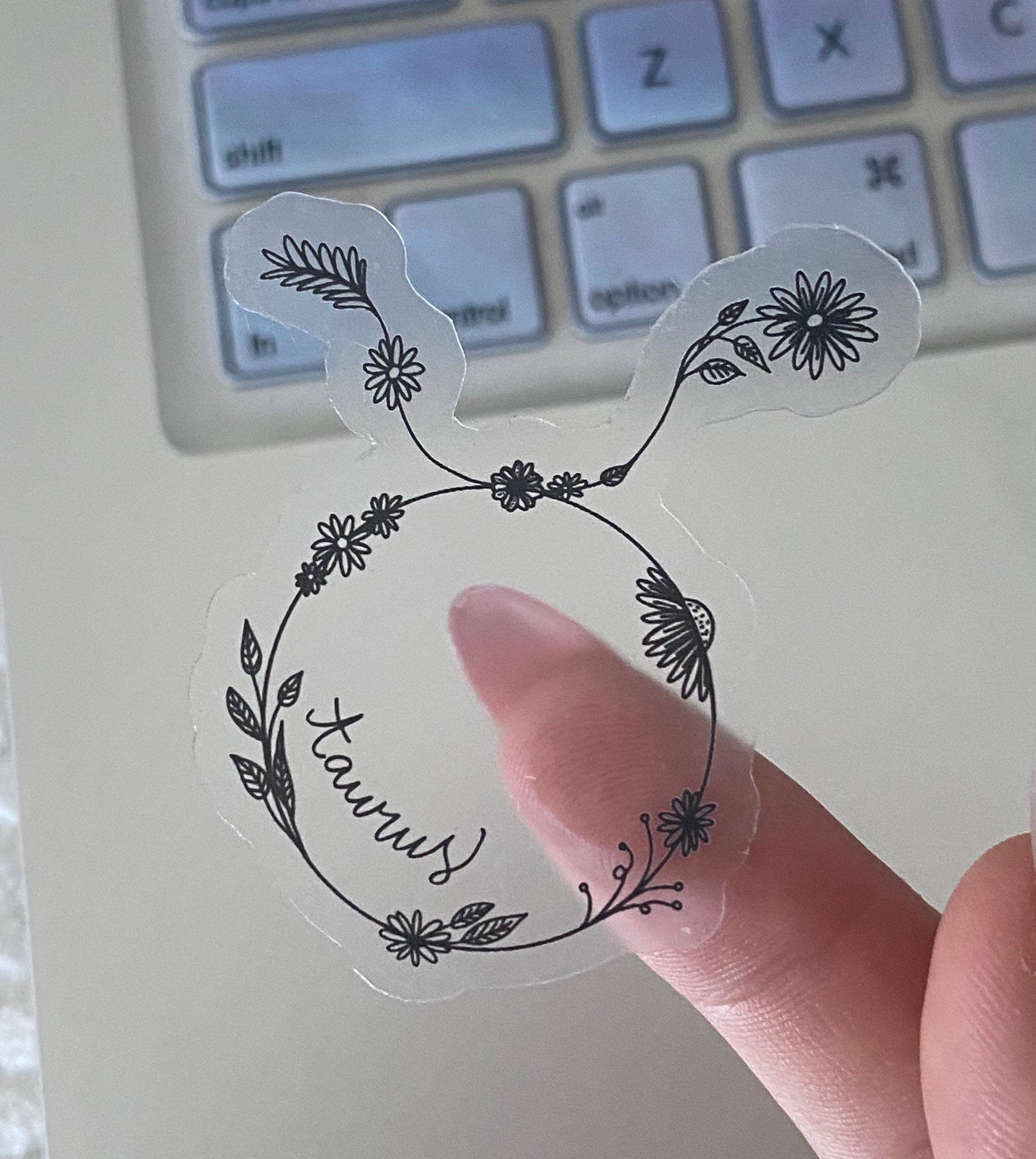 Clear Floral Taurus Zodiac Sticker Taurus Zodiac Laptop - Etsy