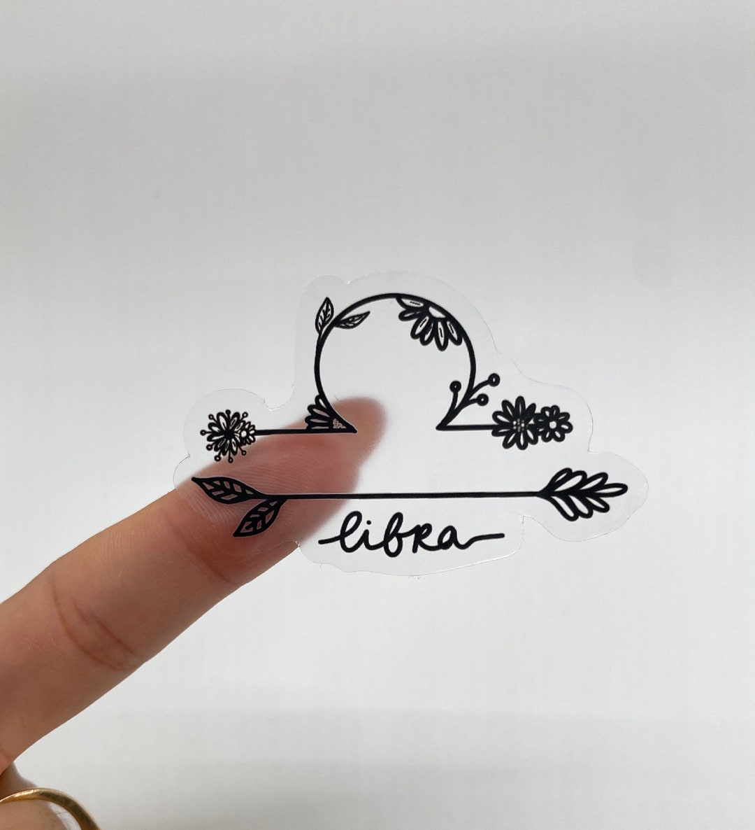 Clear Floral Libra Zodiac Sticker Libra Zodiac Laptop Sticker October ...